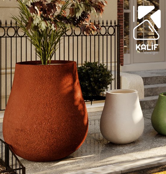 Betonnen bloembak rond Ash M (53x60 cm) | Kalif Design Ash M Grey | bol.com