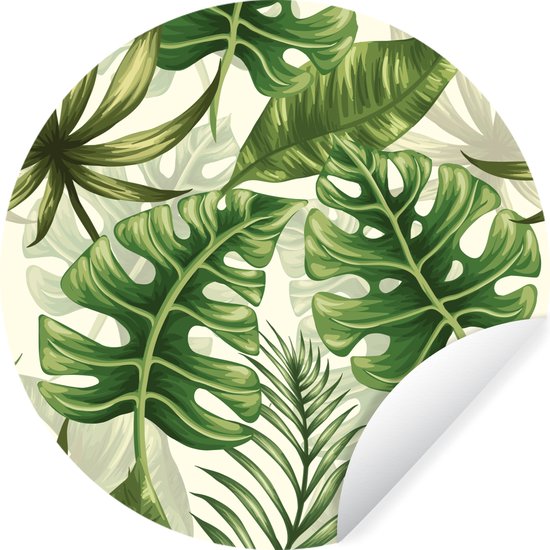 WallCircle - Muurstickers - Behangcirkel - Monstera - Illustratie - Wit - Meisjes -... | bol