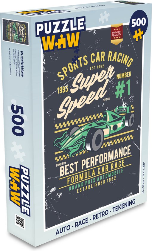 Puzzel Auto - Race - Retro - Tekening - Legpuzzel - Puzzel 500 stukjes ...