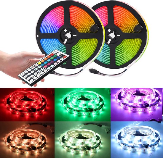 RGB Led strip - 5 m - 20 kleuren - incl. 44 button remote - Verlichting ...