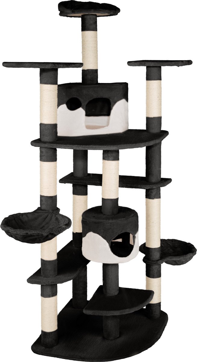tectake - Krabpaal Fippi kattenkrabpaal - 201 cm hoog - zwart/wit ...