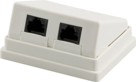 Deltaco VR-4, opbouw wandcontactdoos - Cat5e - UTP - 2x RJ45 - 45 ...