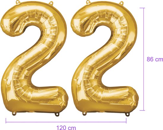 Versiering 22 Jaar Ballon Cijfer 22 Verjaardag Versiering Folie Helium ...