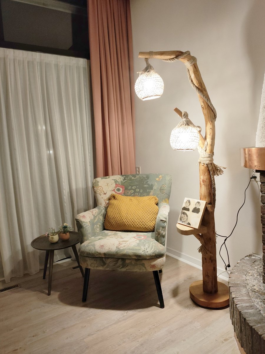 Houten boomstam lamp vloerlamp handgemaakt lamp landelijk industrieel ...