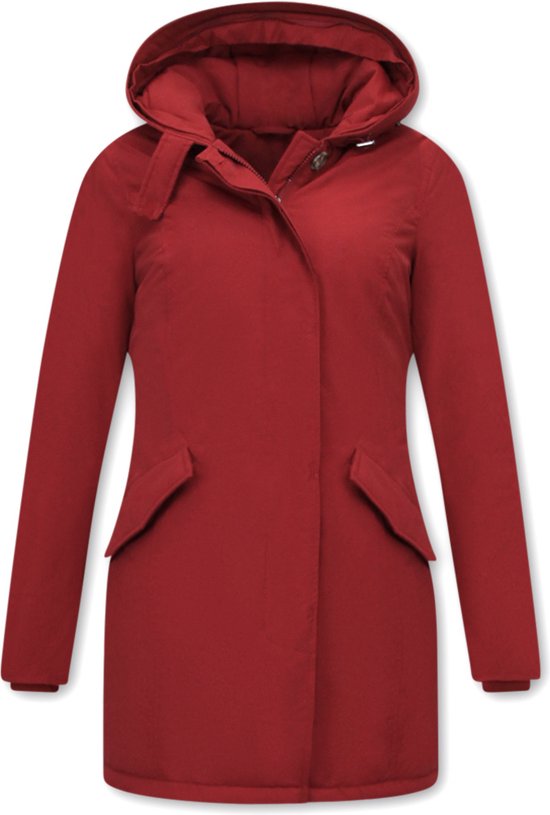 Winterjas Getailleerd Dames met Capuchon - 280 - Rood | bol.com
