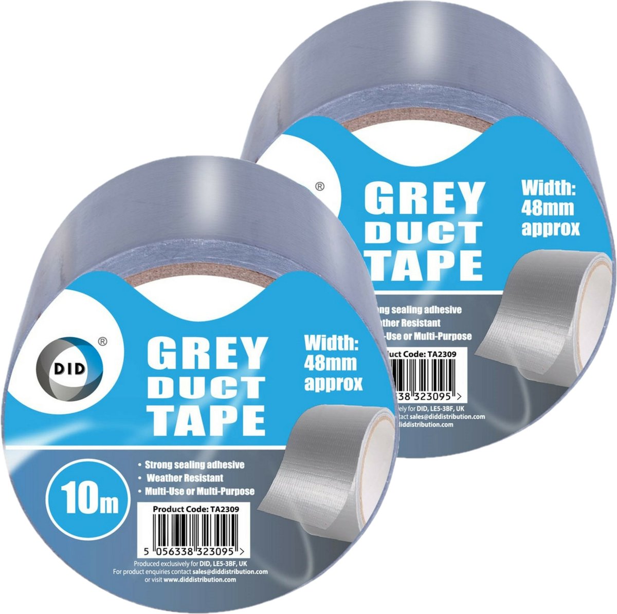 DID - duct tape - reparatietape - 2 stuks - grijs - 10 meter x 48 mm | bol