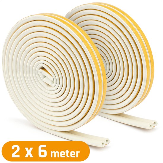 Tochtband zelfklevend – D-profiel tochtstopper - 18 x 6,5 mm – 12 meter ...