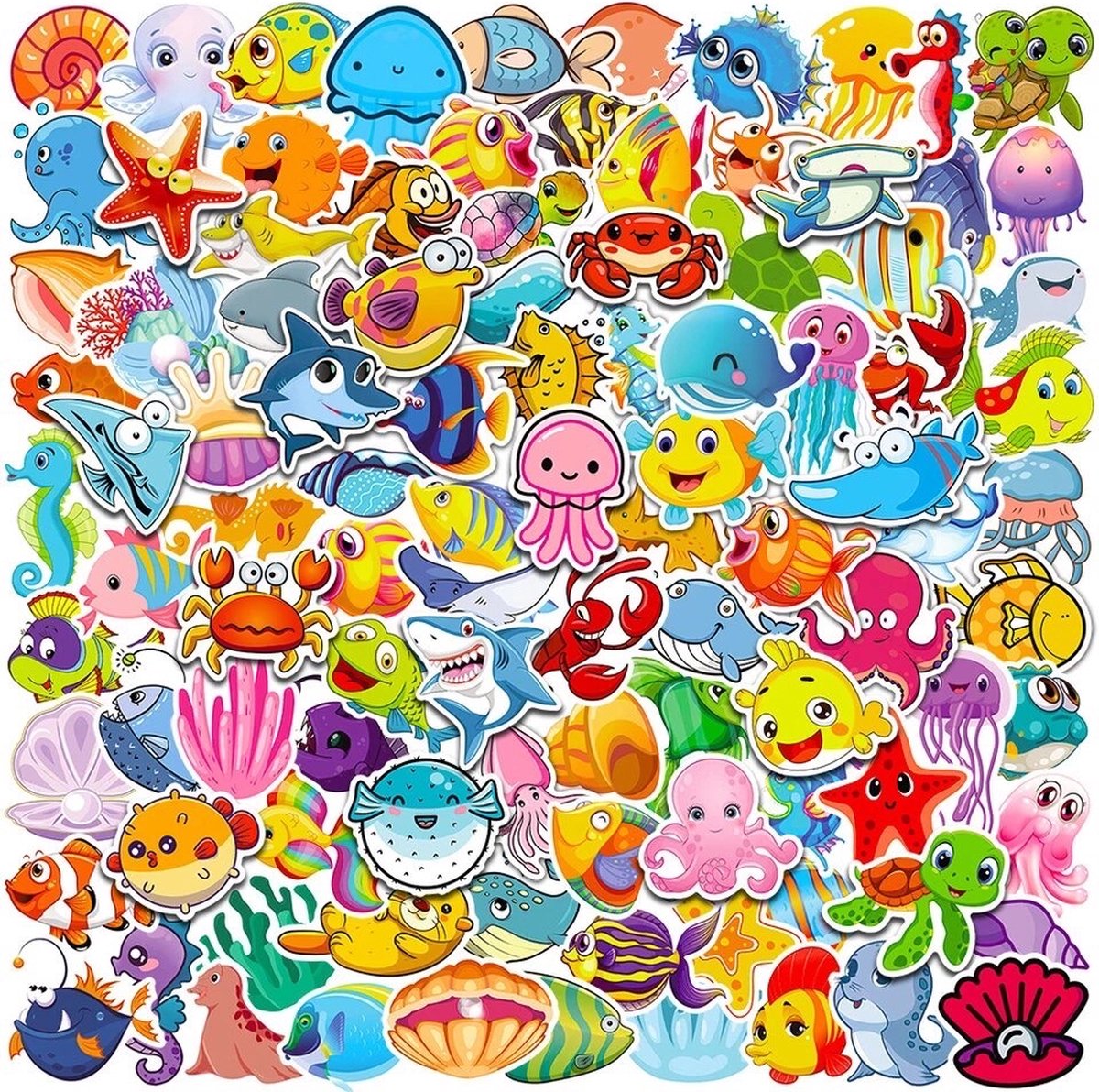 50x Vrolijke Zeedieren Stickers - Onderwater Dieren - Zee en Strand - Getekende dieren... | bol.com