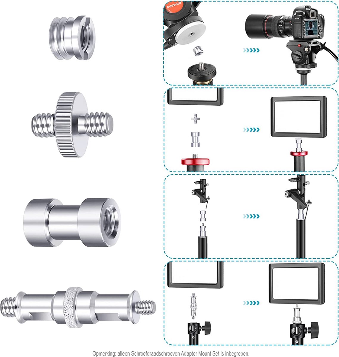 Neewer® - Camera Schroeven Kit - 16 Stuks Statief Schroef Adapter ...