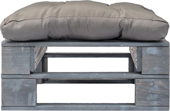 VDXL Tuinpoef met grijs kussen pallet hout grijs | bol.com