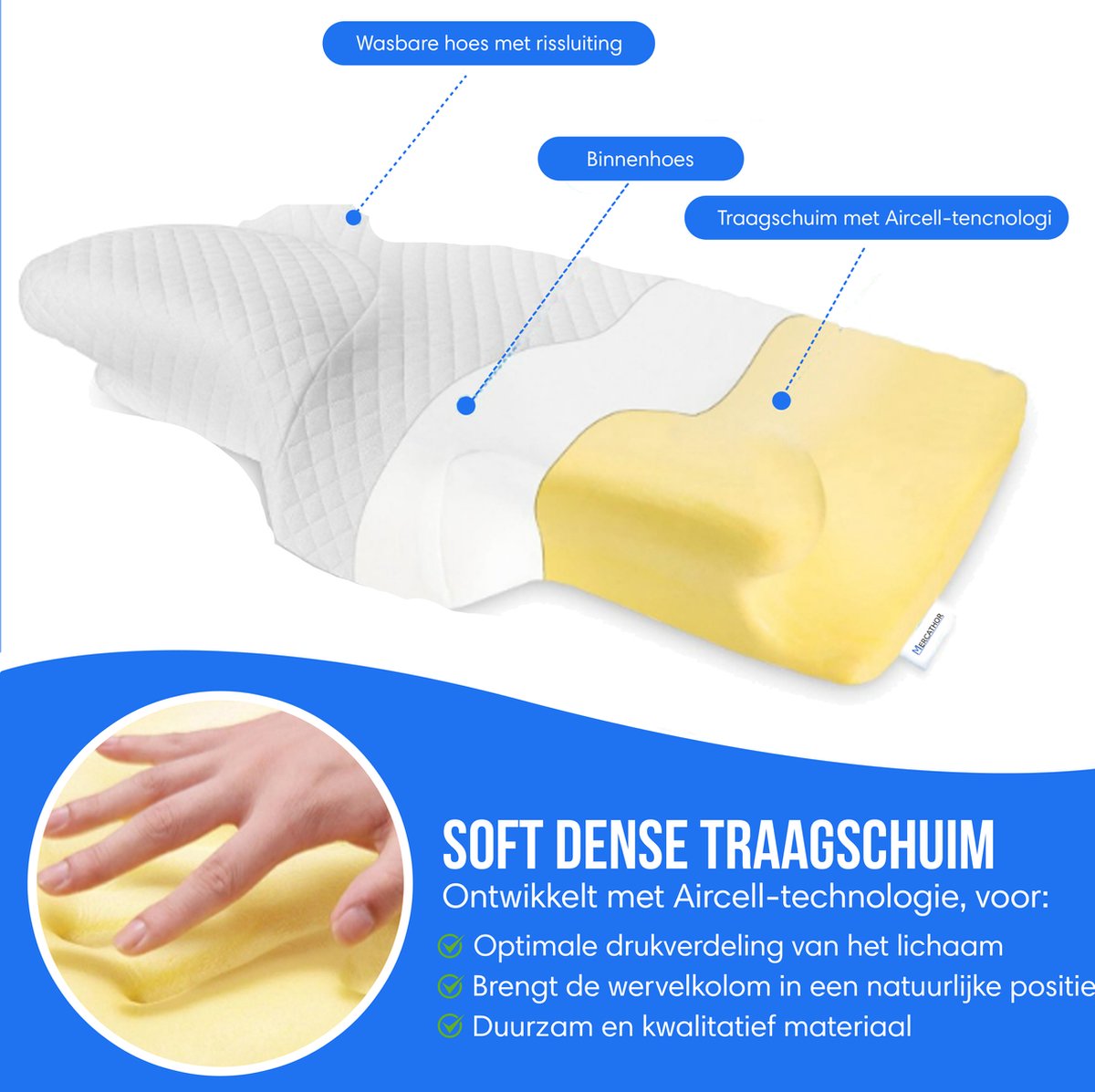 Mercathor kussen - ergonomisch kussen - hoofdkussen - Orthopedisch kussen - 37*60*13... | bol.com
