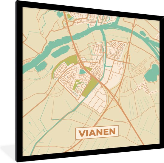 Fotolijst incl. Poster - Vianen - Plattegrond - Kaart - Stadskaart ...