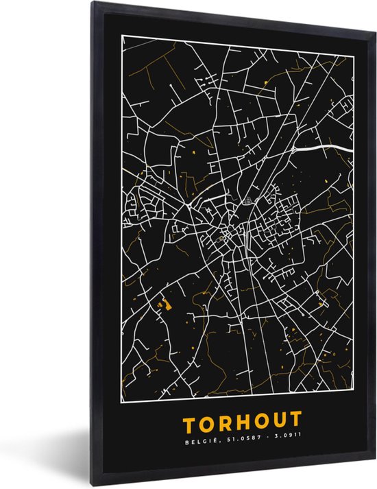 Fotolijst incl. Poster - Stadskaart - Plattegrond - Goud - Torhout ...