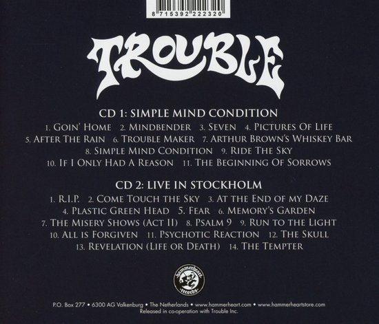 Trouble - Simple Mind Condition (2 CD) (Remastered), Trouble | Muziek | bol