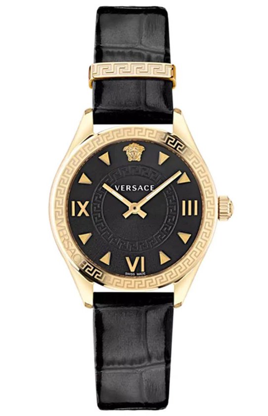 Versace Hellenyium VE2S00222 Horloge - Leer - Zwart - Ø 35 mm | bol