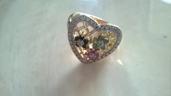 Gemstones-silver natuursteen ring 18 mm hart 925-zilver 14 K verguld ...