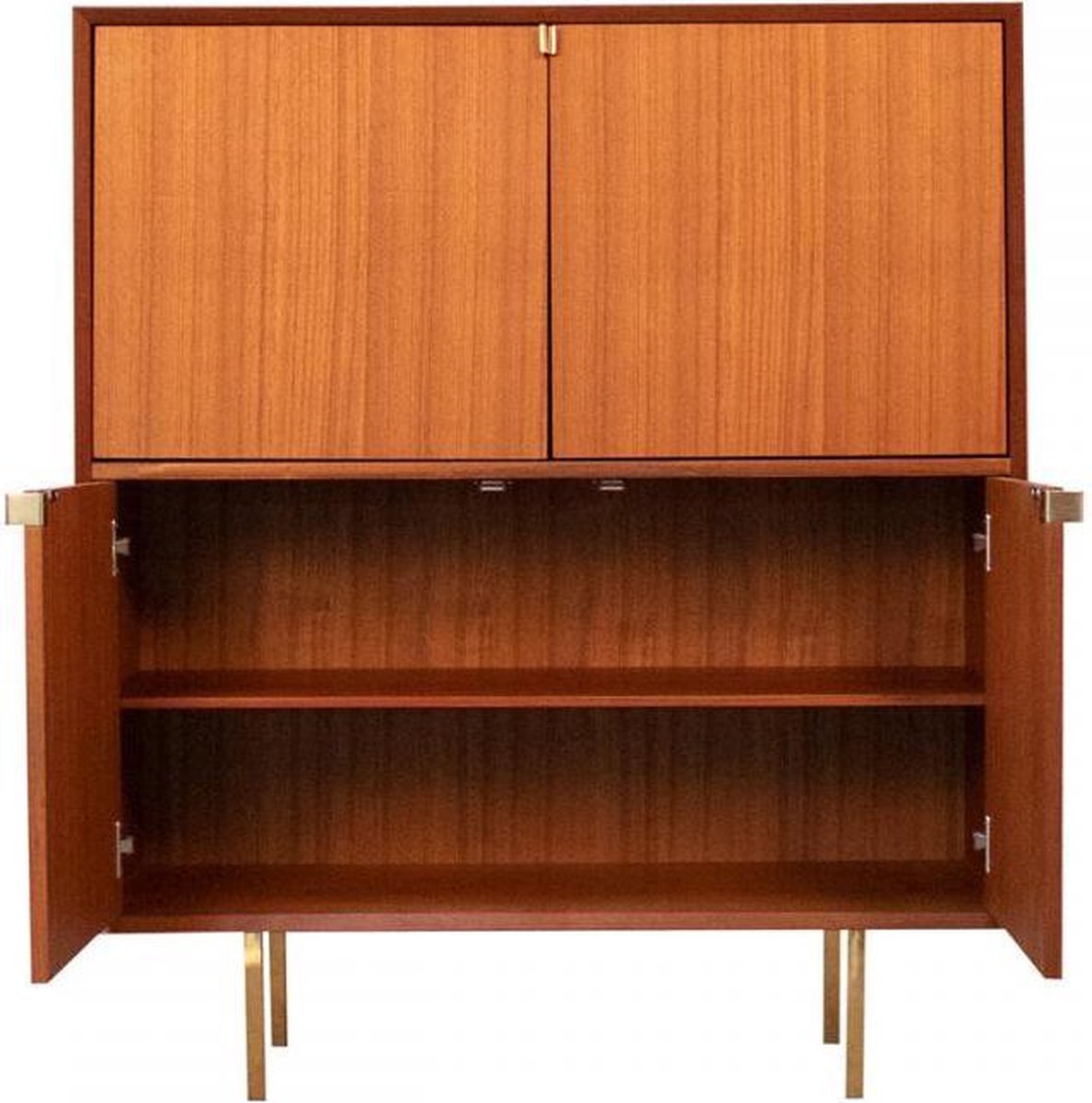 Furnified - Hoog Dressoir - Bob - Retro (100cm) - Gouden Rechte Poten ...