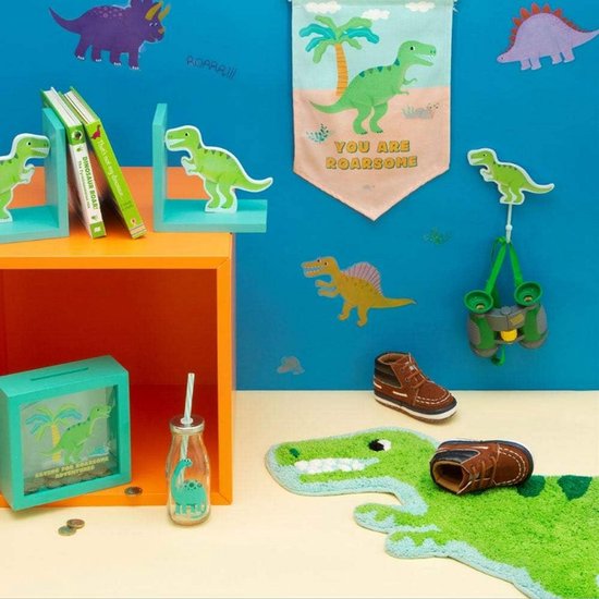Dinosaurus T-Rex Vloerkleed Groen Blauw Dieren Tapijt Kinderkamer | bol