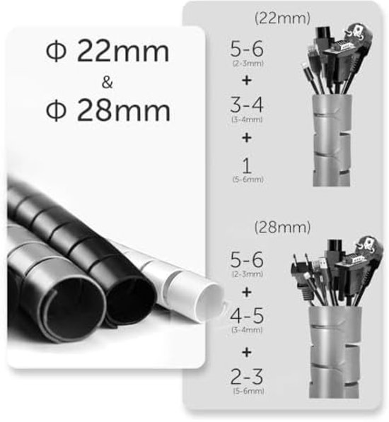 PolkaHome Kabelorganisator Set - 10m Flexibele Kabelhuls met Clip voor ...