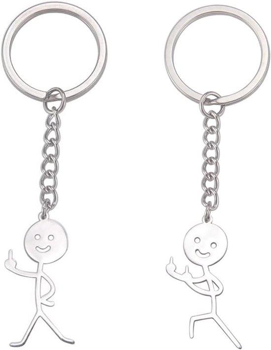 2pcs Grappige Sleutelhangers - Smiley Face Figure - Vinger Taal ...