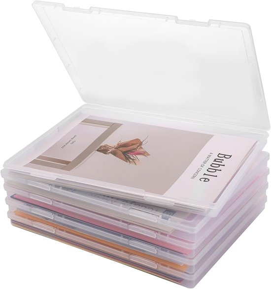 Pack of 4 Portable File Boxes - A4 Storage Files - Transparante ...