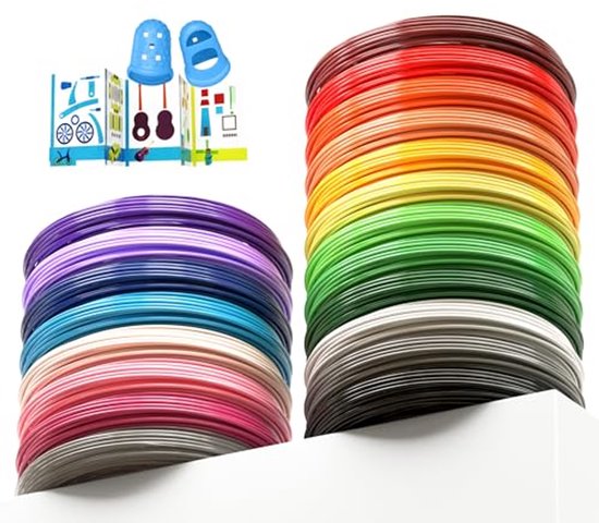 Kleuren 3D Pen Filament 1,75 mm - 20 Premium Vullingen met Vinger Caps ...