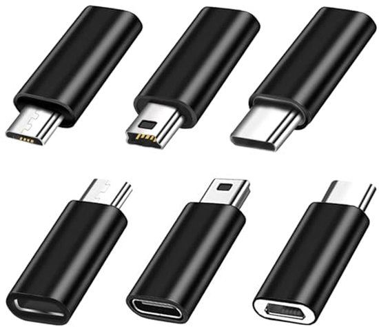 USB C Adapters Set - 6 Stuks, Micro USB naar USB C en Mini USB Adapters ...