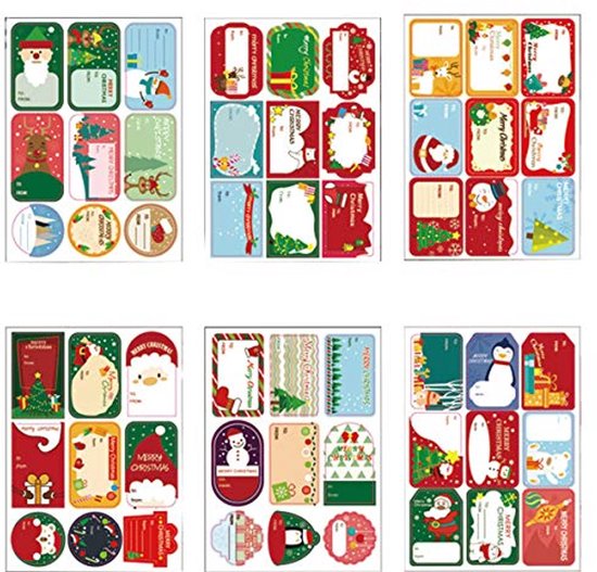 Kerststickers - 216 Zelfklevende Stickers in 24 Designs voor Decoratie ...