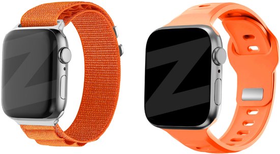 Nylon loop bandje 'Alpine' oranje + Siliconen bandje 'Outdoor' oranje ...
