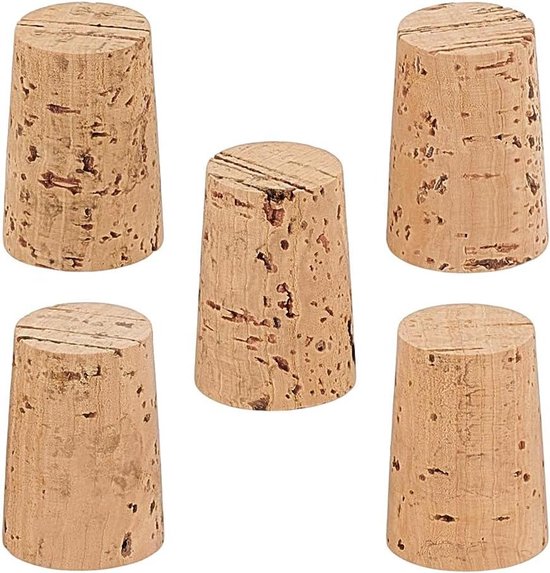 5 stuks kurkstop, lange eikenhouten flessendop voor wijnglazen en ...