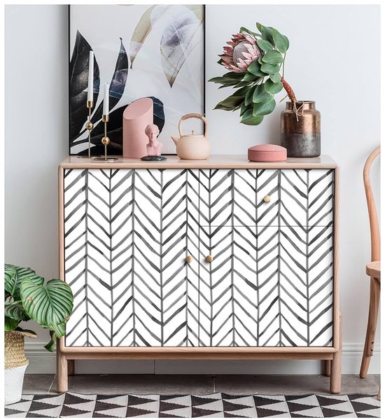 Zelfklevend behang met witte strepen - modern en waterdicht - vinyl | bol