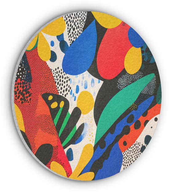 Akoestisch wandpaneel rond 30x30 cm - Vilt schilderij Abstract ...