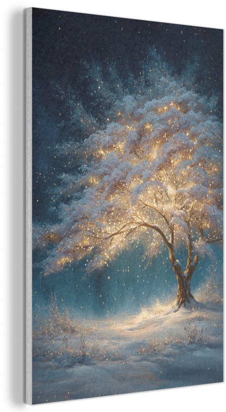 Akoestisch wandpaneel 60x90 cm - Vilt schilderij Levensboom - Nacht ...