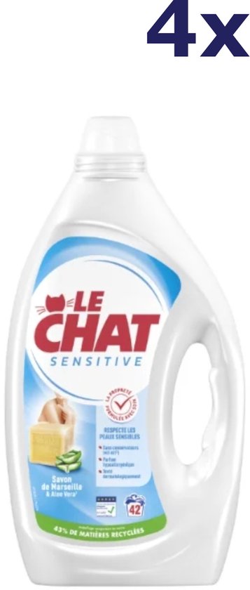 4x Le Chat sensitive vloeibaar wasmiddel 1,89l 42sc | bol