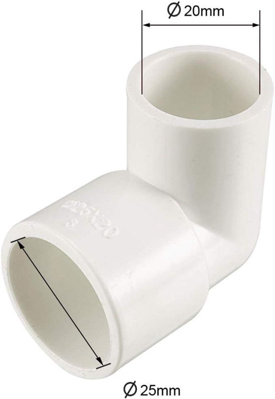 5-delige set PVC pijp fittingen met 90 graden elleboog connector - 25mm ...