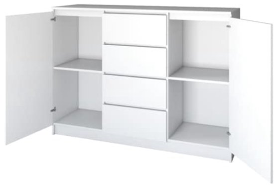 3 x Dressoir met 2 Deuren en 4 Laden - Wit, 140 cm | bol