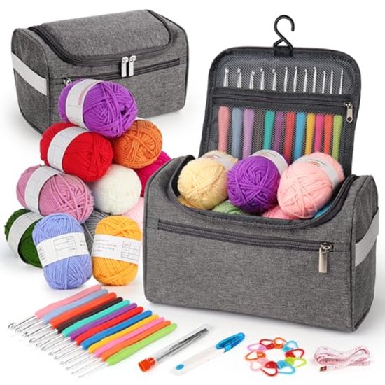 Haakset voor Beginners met 12 Kleuren Haakgaren - Ideaal voor Creatieve ...