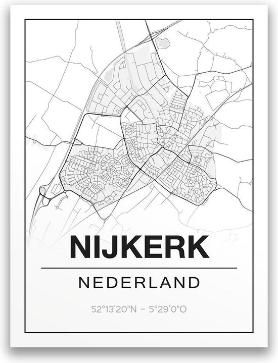 Studio216 Plattegrond Nijkerk - Kaart van Nijkerk - 30x40cm | bol