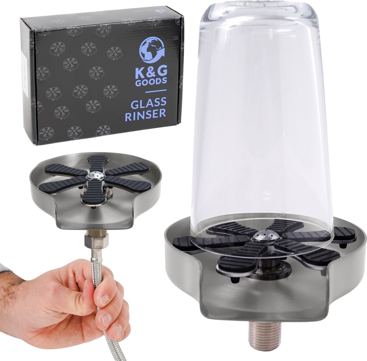 RVS Glazenspoeler - Inclusief Montagemateriaal - Glazenwasser ...