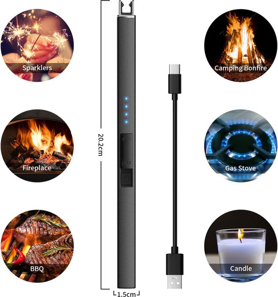 Elektrische aansteker - Plasma aansteker - USB oplaadbaar - Kaarsen ...