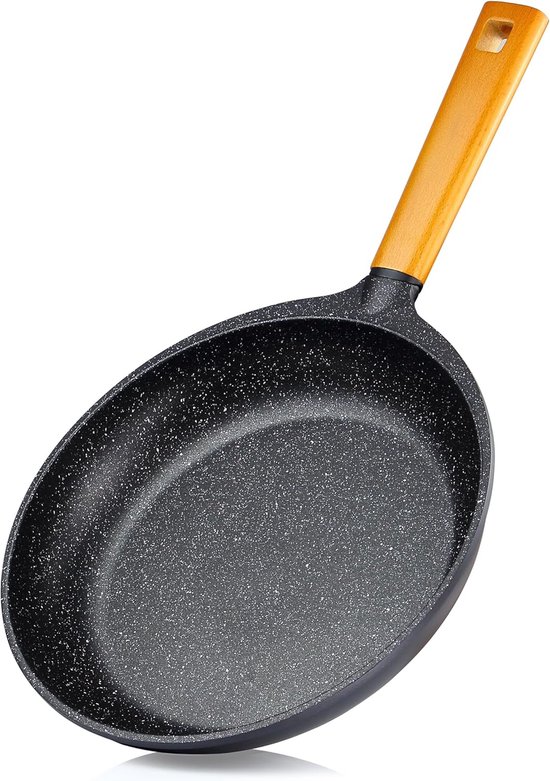 Natur Line Pan van gegoten aluminium 28 cm houten handvat, marmerlook ...