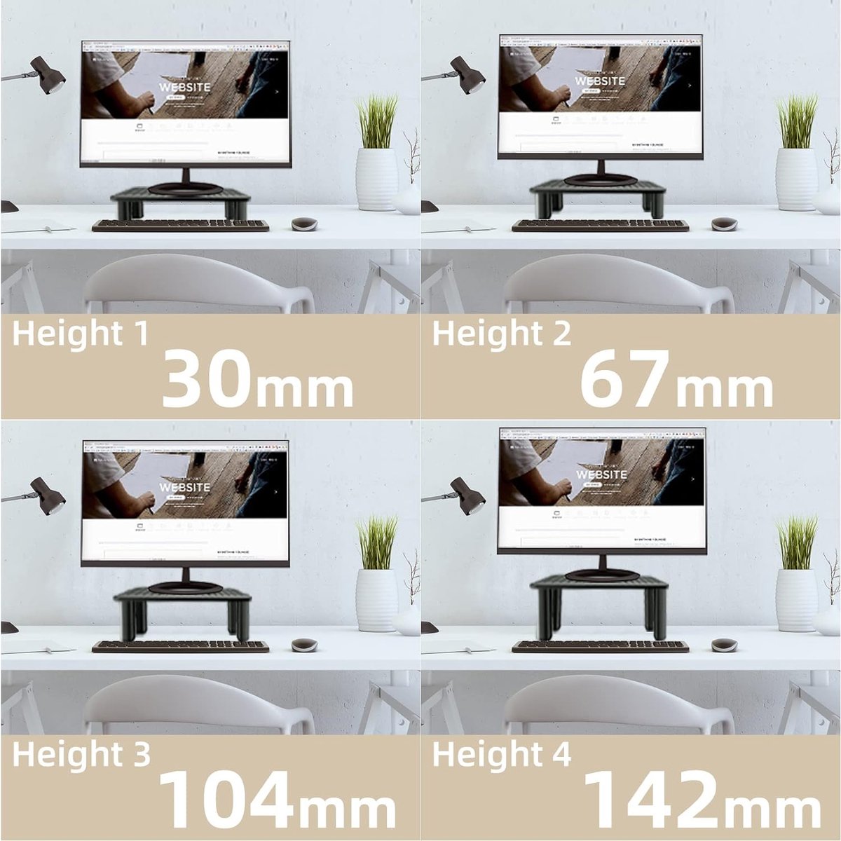 Monitorstandaard, 4 in hoogte verstelbare schermverhogers ...