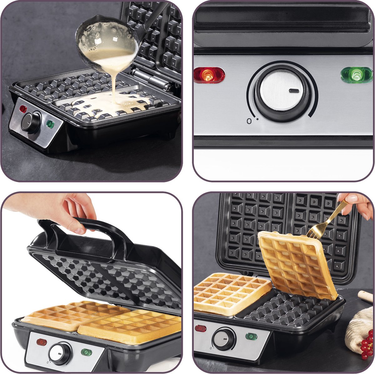 GOURMETmaxx wafelijzer met antiaanbaklaag, 1000 W, Belgische wafels | bol
