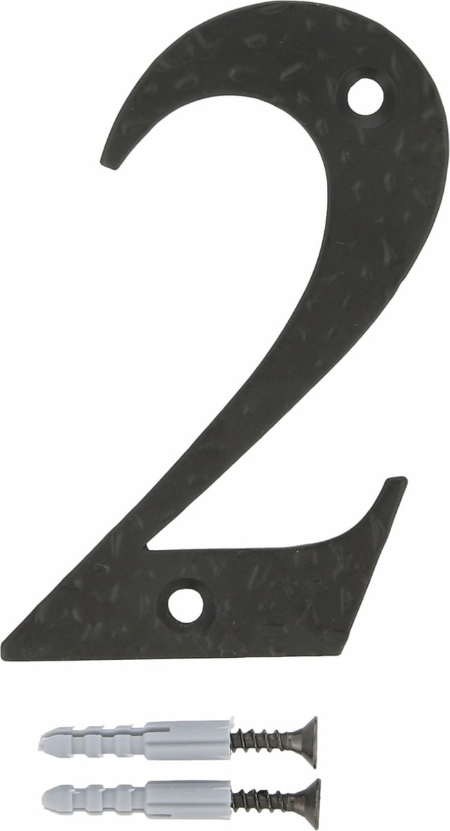 AMIG Huisnummer 2 - massief gesmeed staal - 10cm - incl. bijpassende ...