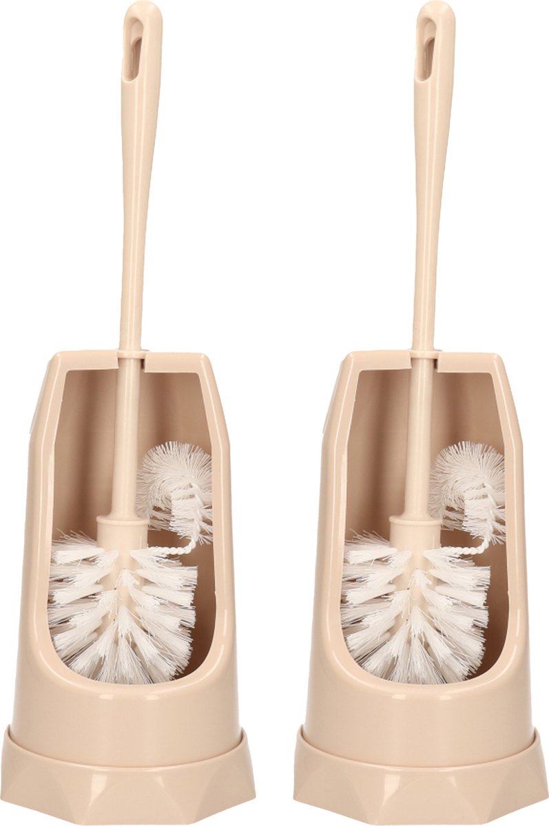 Brumag WC-borstel/toiletborstel - 2x - met randreiniger - beige - kunststof - badkamer... | bol