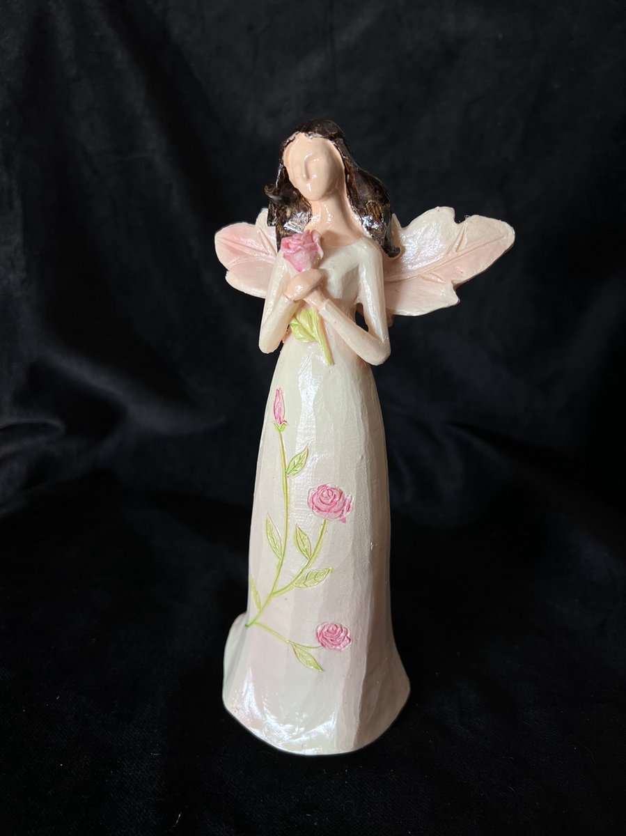 Een prachtig engelen beeld, engel met een roos. 19x10x6.5cm Leven ...