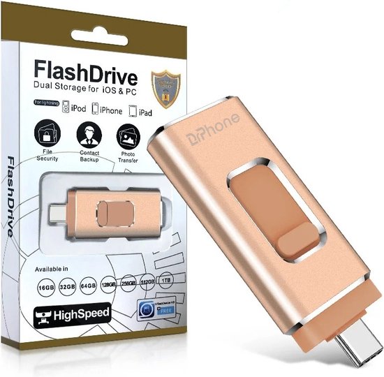 DrPhone EasyDrive - 32GB - 4 In 1 Flashdrive - OTG USB 3.0 + USB-C + Micro USB +... | bol