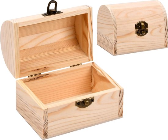 2 stuks houten dozen met deksel, klein, 11,8 x 8 x 9 cm, ongelakte ...