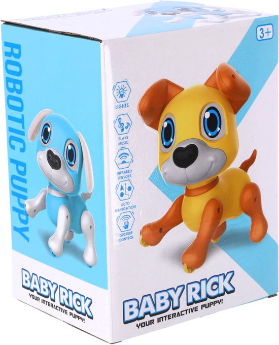 Overige Merken Robot Puppy Rick 20 Cm + Licht En Geluid Blauw/Wit | bol