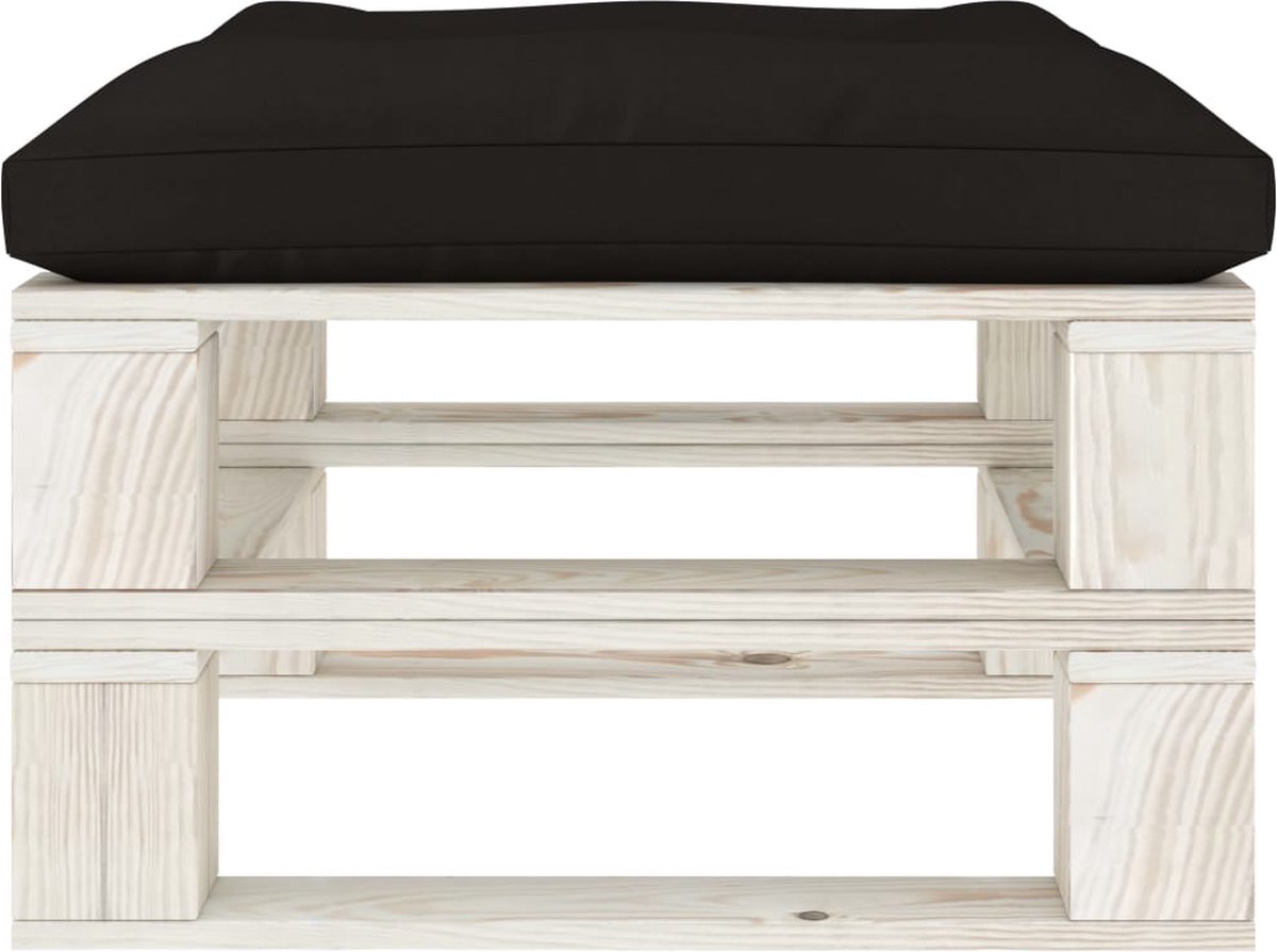 vidaXL Tuinpoef met zwart kussen pallet hout - Poef - Poefs - Poefen ...